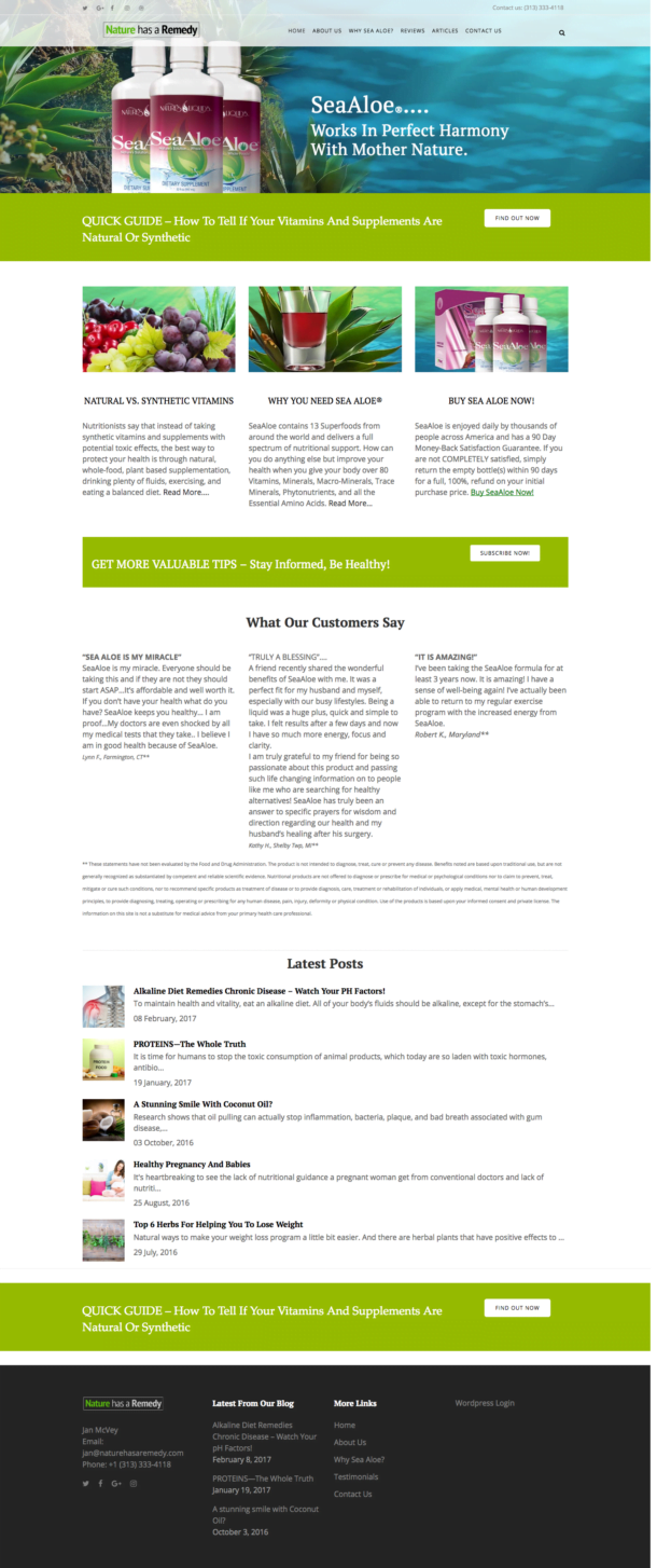 Natural Remedy Health Website Design | Grey Visual Web Design