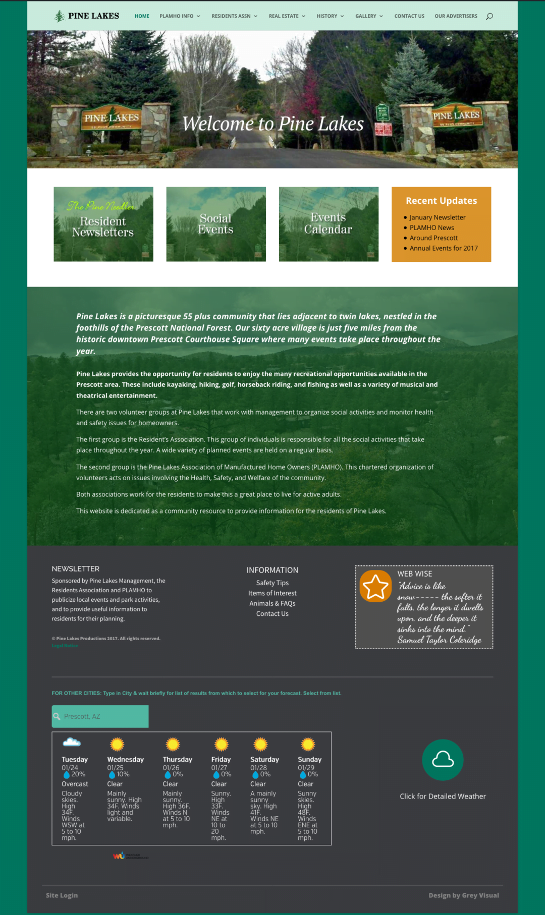 Prescott Senior Community Website - Grey Visual Web Design